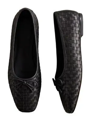 Quince Italian Leather Flats - Black