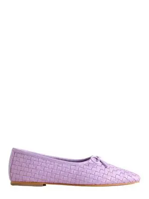 Quince Italian Leather Handwoven Ballet Flat - Lavender