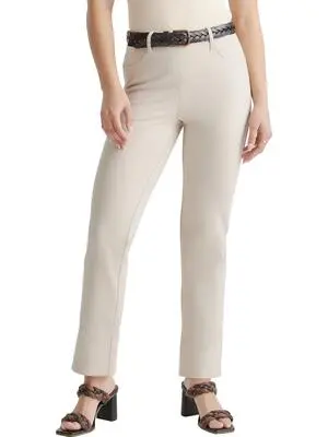 Quince Ultra-Stretch Ponte Straight Leg 4-Pocket Trousers Ecru