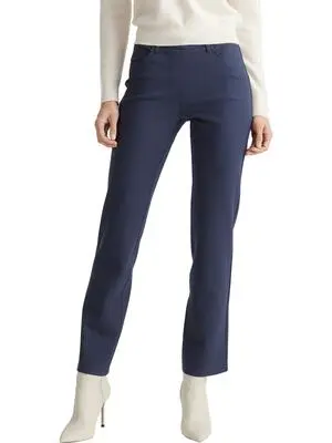 Quince Ultra-stretch Ponte Straight Leg Trousers - Navy