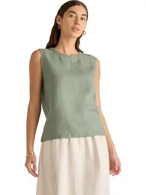 Quince 100% European Linen Tank Top Light Cargo