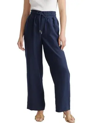 Quince 100% European Linen Wide Leg Pants - Deep Navy