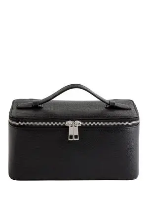 Quince Italian Leather Travel Cosmetic Case - Black