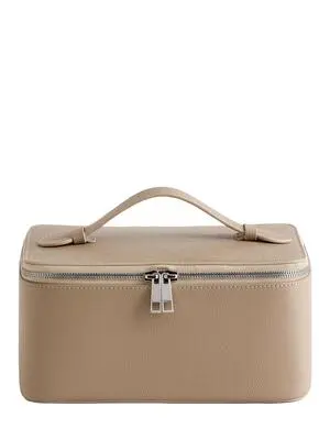 Quince Italian Leather Travel Cosmetic Case - Taupe
