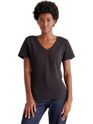 Quince Slub V-neck T-shirt - Black