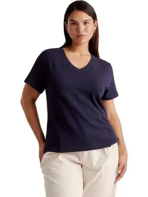 Quince Slub V-neck T-shirt - Navy