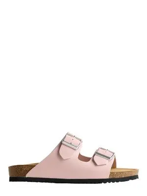 Quince Nappa Leather Double Buckle Slide - Shell Pink