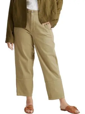 Quince Organic Stretch Cotton Twill Barrel Pants - Olive