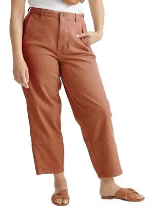 Quince Organic Stretch Cotton Twill Barrel Pants - Rust