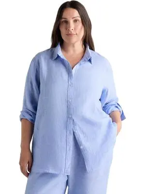 Quince 100% European Linen Long Sleeve Shirt - French Blue