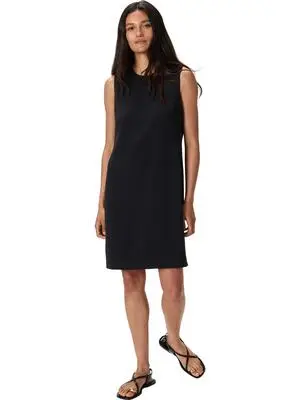 Quince Fluid Crepe Sleeveless Shift Dress Black