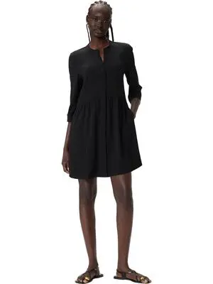 Quince Fluid Crepe Shirt Dress - Black