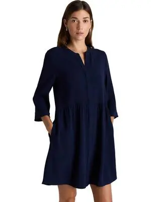 Quince Fluid Crepe Shirt Dress - Navy