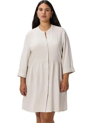 Quince Fluid Crepe Shirt Dress - Sand