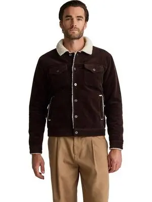 Quince Organic Stretch Corduroy Sherpa-lined Trucker Jacket - Espresso