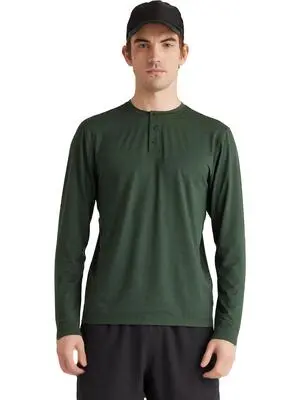 Quince Flowknit Breeze Performance Long Sleeve Henley T-shirt - Olive
