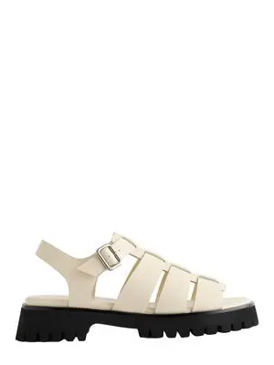 Quince Italian Leather Lug Sole Fisherman Sandal - Bone