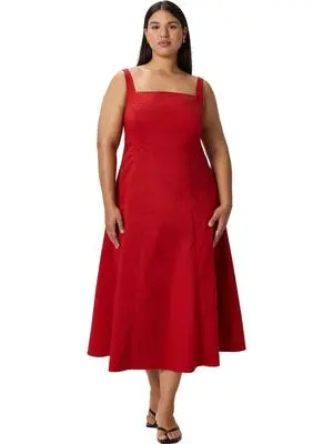 Quince Stretch Twill Fit & Flare Midi Dress - Chile