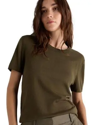 Quince Cotton Cashmere Relaxed Sweater T-shirt - Olive