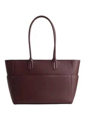 Quince Quince Hudson Tote Italian Leather Deep Plum