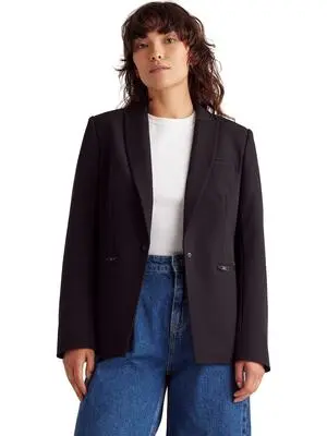 Quince Convertible Single-breasted Scuba Blazer - Black