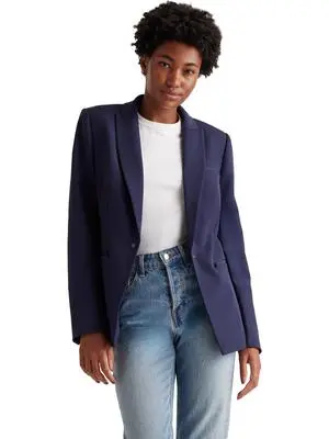 Quince Convertible Single-breasted Scuba Blazer - Navy