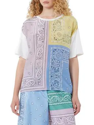 MAX MARA Bandana Print Stretch Cotton & Silk Top