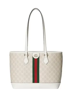 Gucci Ophidia Medium Tote Bag Gg Canvas - White