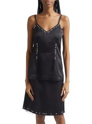 WALES BONNER Iris Studded Satin Camisole - Black