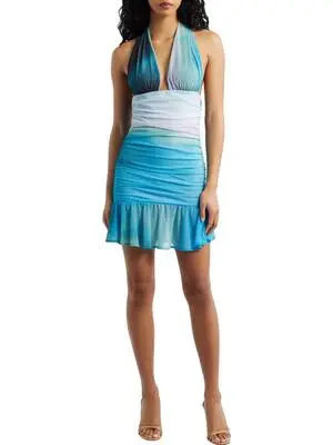 FENERS Solita Sleeveless Halter Mini Dress - Bleu
