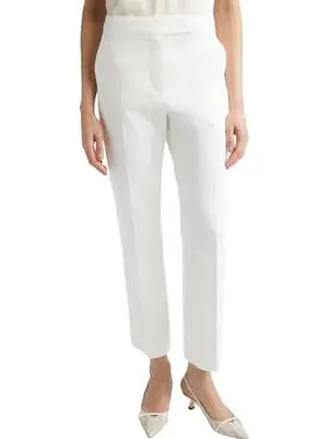 Max Mara Okra Crop Stretch Cotton Straight Leg Pants - Silk