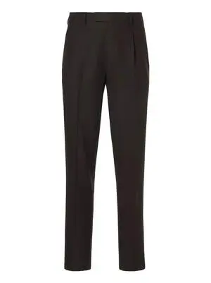 Zegna Straight Linen Pants - Brown