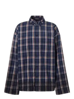 Balenciaga Reversible Flannel And Fleece Shirt - Blue