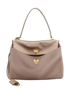 Balenciaga Rodeo Medium Leather Tote Bag - Beige