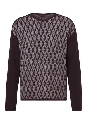 Giorgio Armani Jacquard Wool And Cashmere Sweater - Blue