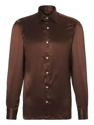 Rubinacci Silk Satin Shirt - Brown