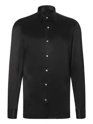 Rubinacci Silk Satin Shirt - Black