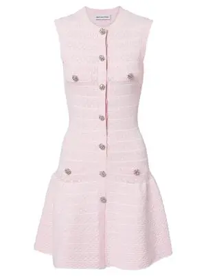 SELF-PORTRAIT Embellished Pointelle Minidress - Pink
