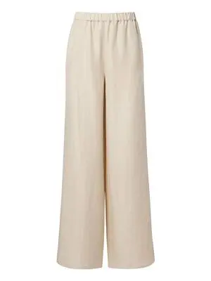 Max Mara Oro Linen And Silk Wide-Leg Pants Beige