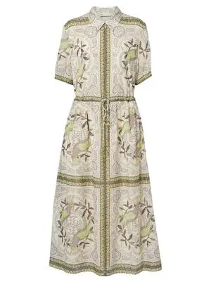 Tory Burch Printed Silk And Cotton Midi Dress - Green
