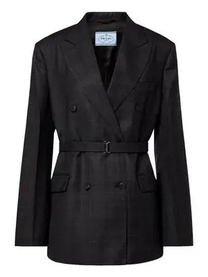 Prada Virgin Wool Double-breasted Jacket - Grey