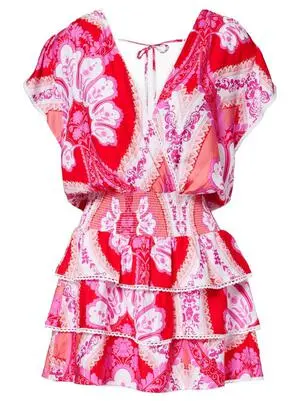 Melissa Odabash Jess Printed Tiered Minidress - Multicoloured