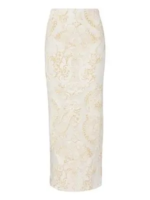 Roberto Cavalli Printed Midi Skirt - White
