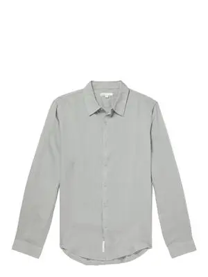 Onia Air Spread-collar Linen And Lyocell-blend Shirt - Green