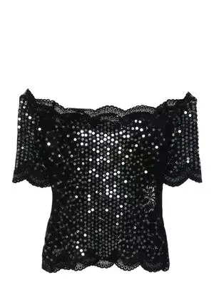 Rabanne Sequin Lace Top - Black