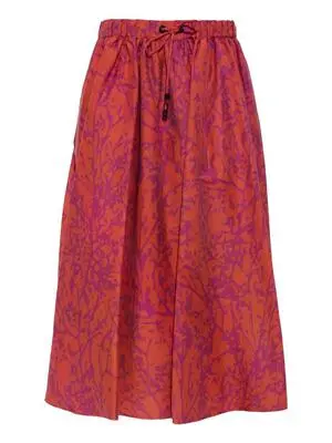 Max Mara Floral Print Flared Skirt - Orange