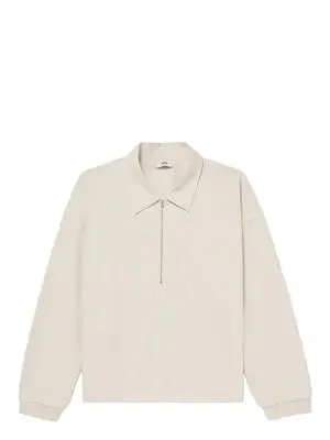 AGOLDE Darius Cotton-jersey Half-zip Polo Shirt - Neutrals