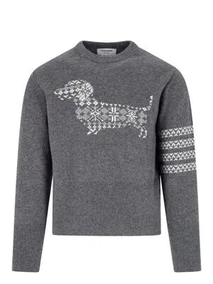 Thom Browne Hector Jacquard Sweater - Gray