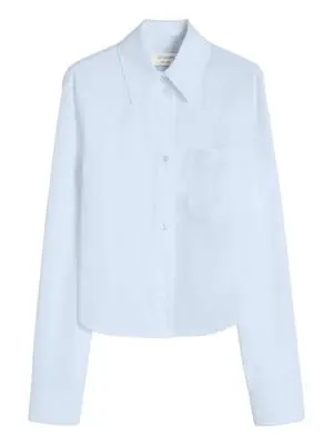 Sportmax Cropped Cotton Shirt With Pleated Back - Light Blue