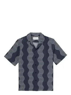 Frescobol Carioca Roberto Camp-collar Striped Linen Shirt - Blue